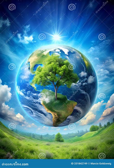 Environment Earth Day A Tiny Earth Planet In Fantasy Scenery Stock Illustration Illustration