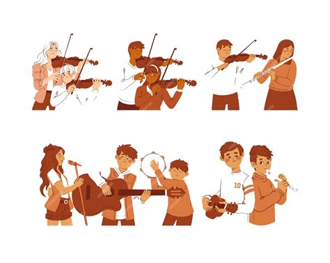 Premium Vector Musicians Set Violinist Symphony Orchestra Vector Illustration