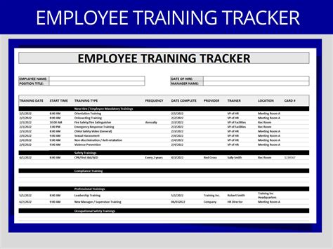 Training Tracker Excel Template