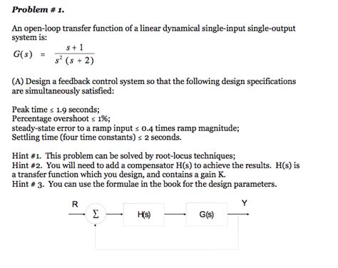 Solved An Open Loop Transfer Function Of A Linear Dynamical Chegg Com