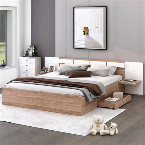 Queen Bed Frame With Storage Drawers Bed Frame Queen Size With 2 Side