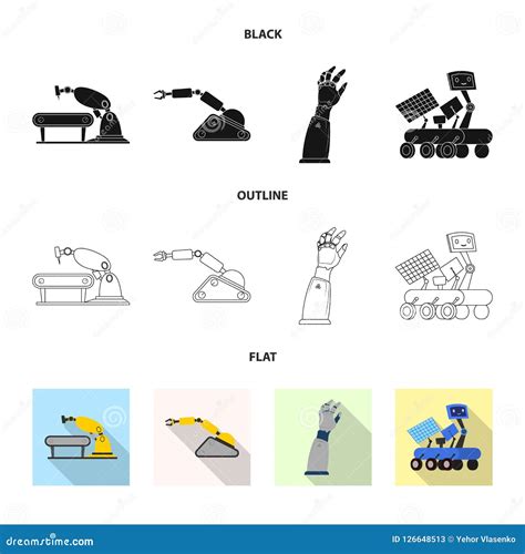 Vector Design Of Robot And Factory Symbol Collection Of Robot And Space Stock Symbol For Web