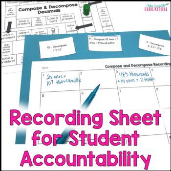 Decomposing Decimals Game Compose Decompose Decimals Place Value Practice