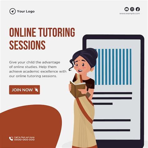 Premium Vector | Banner design of online tutoring sessions template