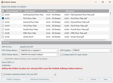 Publish Sheets To Pdf From Revit Newforma Project Center Help