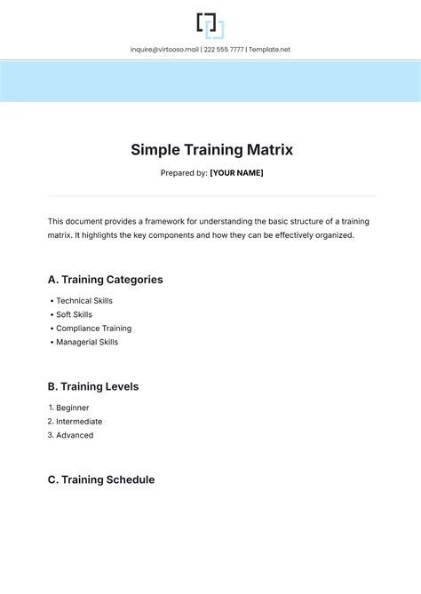 Free Simple Training Matrix Template To Edit Online