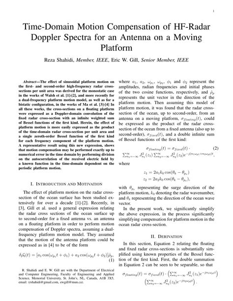 Pdf Time Domain Motion Compensation Of Hf Radar Doppler Spectra For