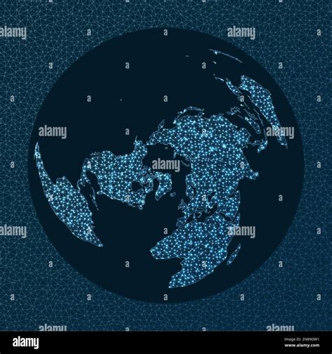 Communications Map Of The World Wiechel Projection World Network