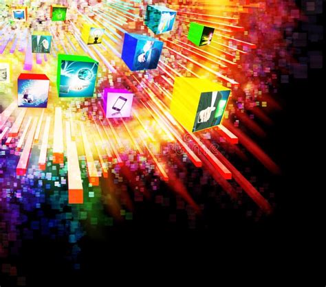 lighting effects with 3d cube screen stock illustration illustration