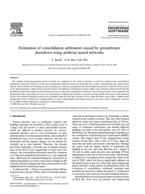 Estimation Of Consolidation Settlement Caused By Groundwater Drawdown