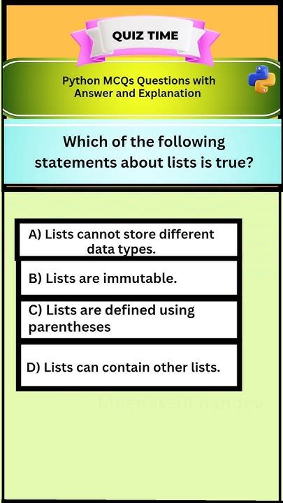 Python Mcqs Questions With Answers And Explanation Interview Computerscience Education Exam