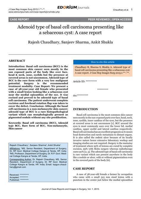 Pdf Adenoid Type Of Basal Cell Carcinoma Presenting Like A Sebaceous Cyst A Case Report