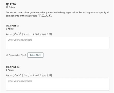 solved q9 cfgs 10 points construct context free grammars