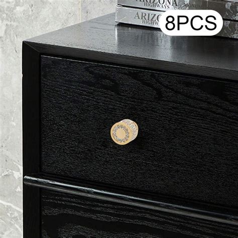 8 Pack Golden Metal Cabinet Knobs Easy Grip No Drill Installation