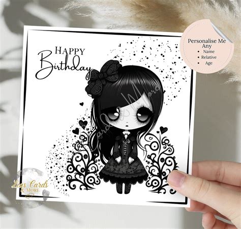 Gothic Girl Theme Happy Birthday Card Gothic Birthday Card Gothic