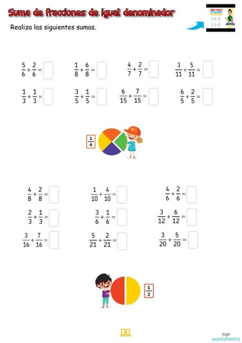 Fracciones Ficha Interactiva Topworksheets