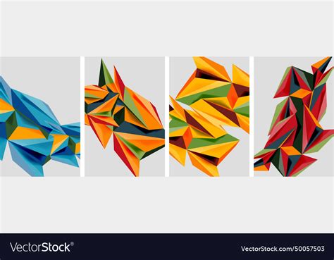 Set Of Mosaic Triangle Pattern Abstract Posters Vector Image