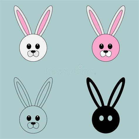 The Hare Face Different Colour Stock Vector Illustration Of Head