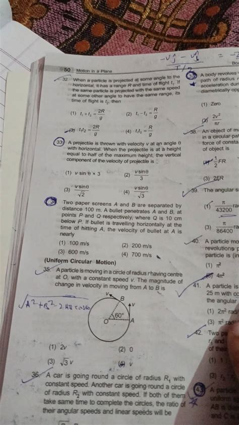When A Particle Horizontal It Has The Same Particle At Some Other Anglio