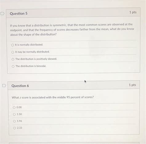 Solved Question 1 1 Pts A Standardized Score Of 000