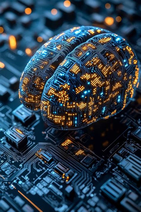 Digital Brain, Circuit Board, Technology Glowing Connections, Data Flow Representation Stock ...