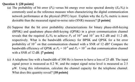 Solved Question Points A The Probability Of Bit Chegg