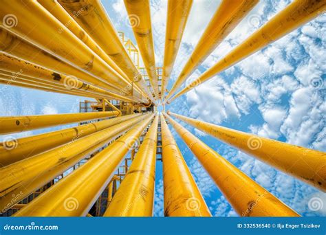 Pipeline Perspective Yellow Gas Pipe In Front Of Residential Building Wall Generative Ai
