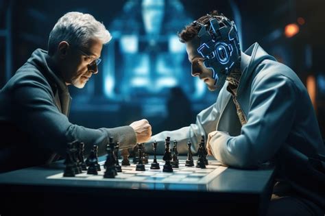 Premium Ai Image Robot Ai Strategy Play Chess Game Chessboard Ai Generated