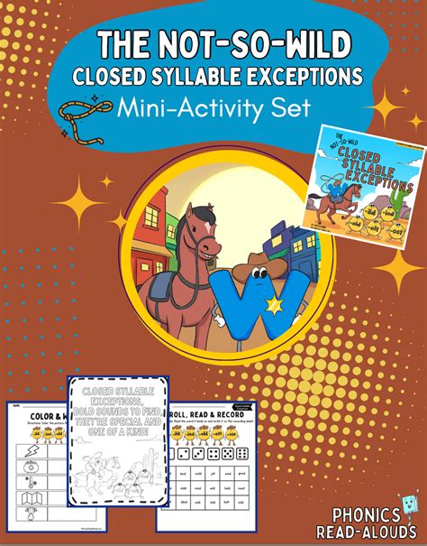 Closed Syllable Exceptions Mini Activity Set Phonics Read Alouds