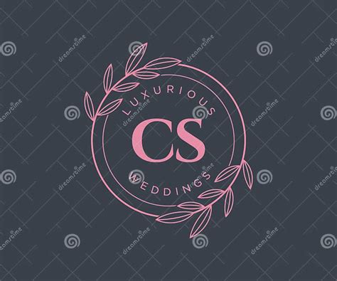 Cs Initials Letter Wedding Monogram Logos Template Hand Drawn Modern Minimalistic And Floral