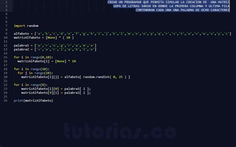 arrays python matriz sopa de letras