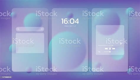 휴대폰 화면 모형 유리 투명 스마트폰 플레이트 그라데이션 배경 유리형성 앱 인터페이스 프레임 글래스모피즘에 대한 스톡 벡터 아트 및 기타 이미지 Istock