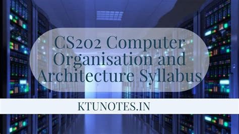 CS Computer Organisation And Architecture Syllabus