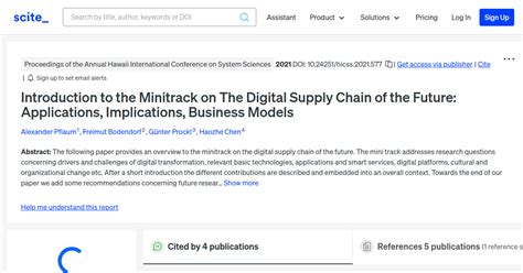 Introduction To The Minitrack On The Digital Supply Chain Of The Future