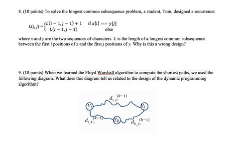 solved 8 10 points to solve the longest common subsequence
