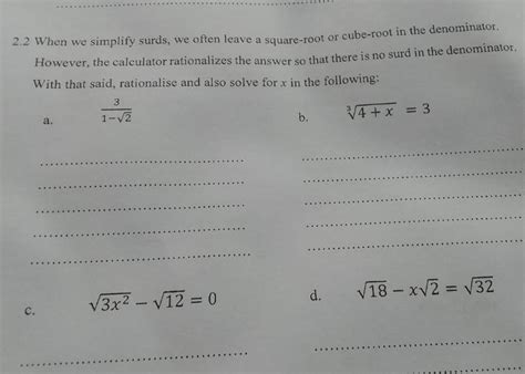 Solved 2 2 When We Simplify Surds We Often Leave A
