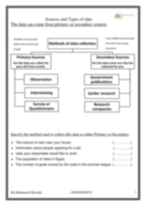 Solution Data Collection Types And Sources Of Data Worksheet Studypool