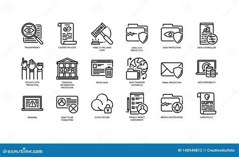 General Data Protection Regulation Gdpr Icons Stock Vector