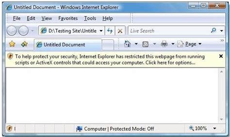 restricted running scripts or activex vista