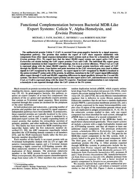 Pdf Functional Complementation Between Bacterial Mdr Like Export