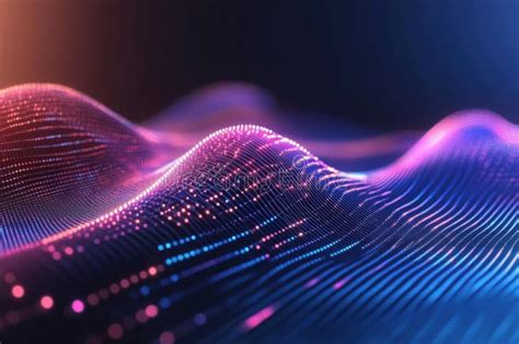 Digital Wave Patterns Glowing In Vibrant Colors Create A Mesmerizing Visual Experience Stock
