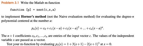 Solved Problem Write The Matlab M Function Function P Chegg