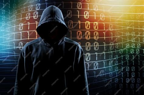 Premium Photo | Hooded hacker man on numbers background, hack concept