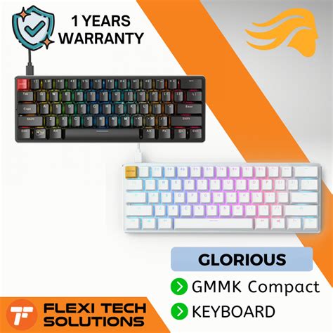 Glorious Gmmk Compact Size Keyboard Rgb White Ice And Black Flexi Tech