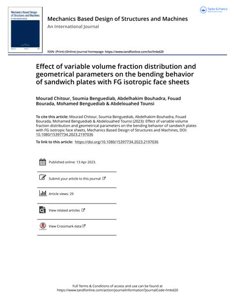 Pdf Effect Of Variable Volume Fraction Distribution And Geometrical Parameters On The Bending