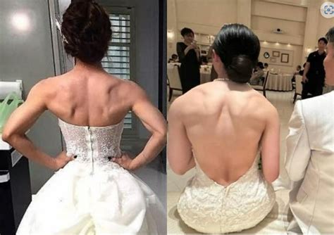 부부싸움 걱정 없을 듯… 드레스 사이 성난 등근육 신부 머니s