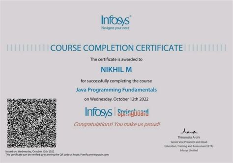 nikhil m on linkedin javaprogramming infosysspringboard