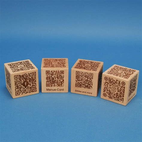 WOODEN CUBE QR CODE WIFI LASER ENGRAVING