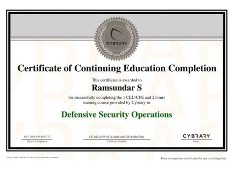 Ramsundar Senthil On Linkedin Cybrary Defensivesecurity