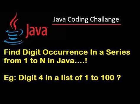 Java Interview Coding Challenge Find Digit Occurrence In A Series From To N In Java YouTube
